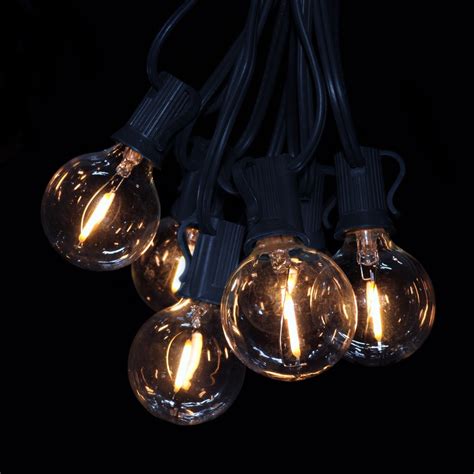 G40 Led Filament Clear String Light Set With Black Wire Hometown