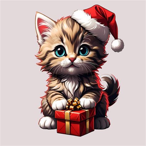 Premium Vector Adorable Cat Merry Christmas