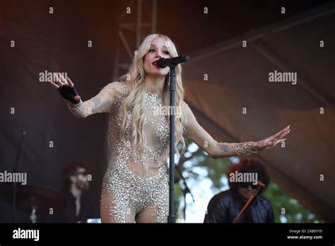 Lead Vocalist Michelle Joy Of The Band Cannons Performs During The