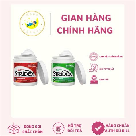90m Miếng Lau Giảm Mụn Stridex Toner Pad Bha Tẩy Tế Bào Cho Da Nhạy