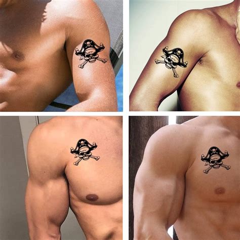 Dopetattoo 6 Sheets Skull Crossbones Pirate Temporary Tattoos For Women