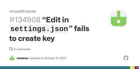 “edit In `settingsjson`” Fails To Create Key · Issue 134908