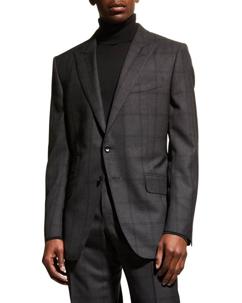 Tom Ford Mens Double Windowpane Wool Suit Neiman Marcus