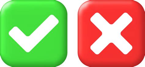 3d Right And Wrong Button In Square Shape 35715446 Png