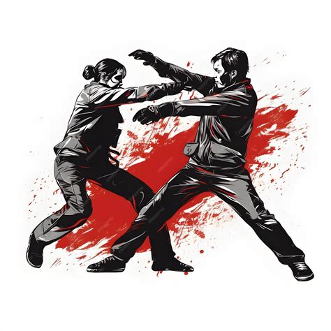 Premium Ai Image A Drawing Of Two People Fighting With One Of Them