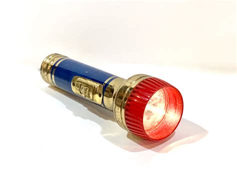 Vintage Bsa Flashlight Cub Scouts Blue Litho Flashlight Working Condition 2 C Cells Not