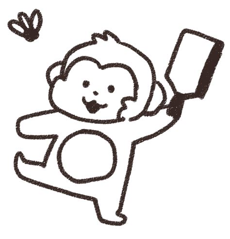 羽根つきをする猿のイラスト申年 ゆるかわいい無料イラスト素材集