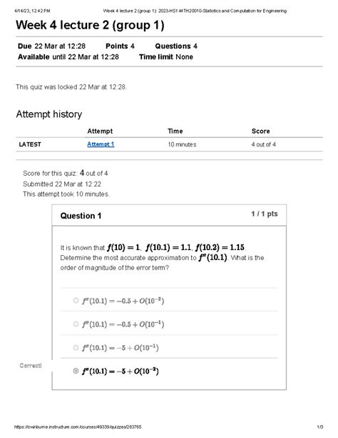 Week 4 Lecture 2 Quiz 41423 1242 Pm Week 4 Lecture 2 Group 1