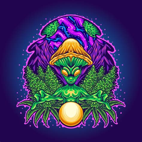 Premium Vector Planeta Fungus Alien Weed Illustration