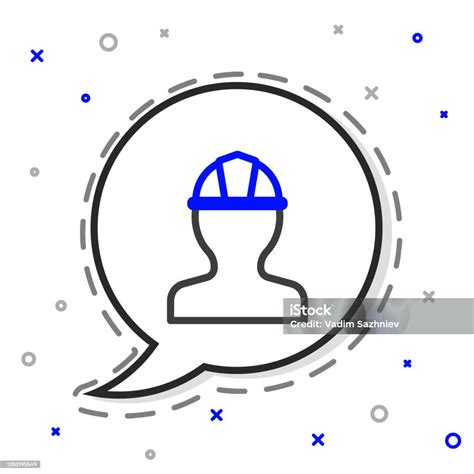 線工人安全頭盔圖標隔離在白色背景上五顏六色的輪廓概念向量插圖向量圖形及更多一個物體圖片 一個物體 人的頭部 人體部分 Istock