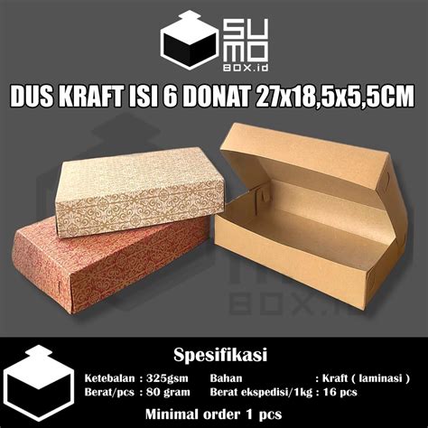 Jual DUS KRAFT Isi 6 DONAT Uk 27x18 5x5 5 LAMINASI Box Coklat Kotak