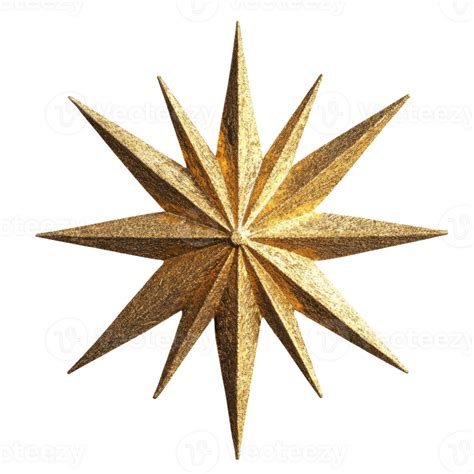 Golden Textured Twelve Pointed Star Decoration 55778912 Png