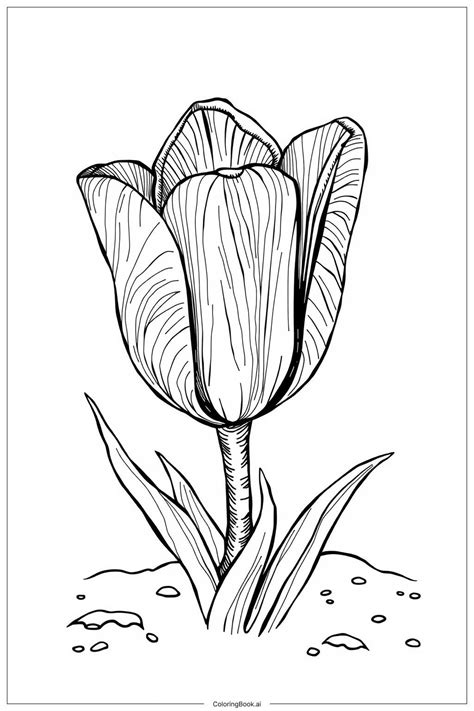 Tulip With Detailed Petal Patterns Coloring Page Free Pdfandpng Printable