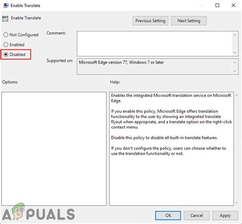 how to disable offer to translate pages in microsoft edge