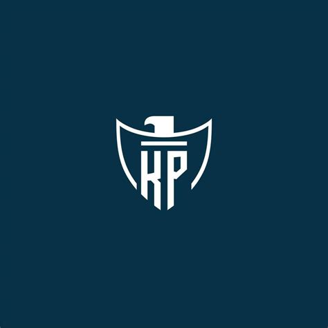 Kp Initial Monogram Logo For Shield With Eagle Image Vector Design