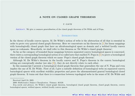 A NOTE ON CLOSED GRAPH THEOREMS Introduction