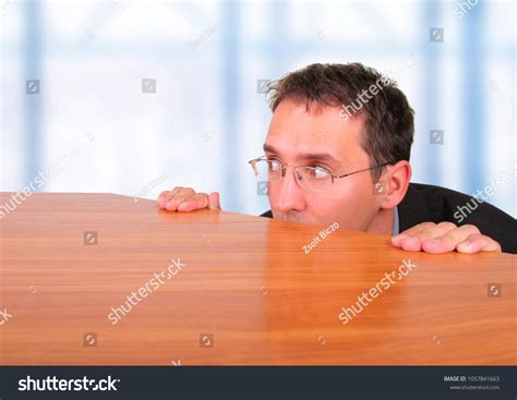 Business Man Hide Behind Desk Office Stock Photo Shutterstock