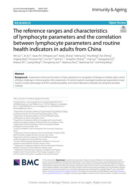 Pdf The Reference Ranges And Characteristics Of Lymphocyte Parameters