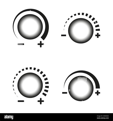 Volume Control Icons Knob And Scale Adjustment Vector Black And