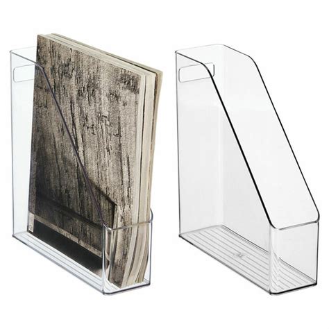 Mdesign Clear Plastic Slim File Folder Storage Organizer With Handle 2