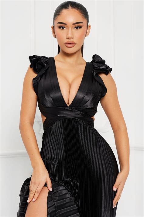 Sun Kissed Nights Satin Maxi Dress Black Fashion Nova Dresses