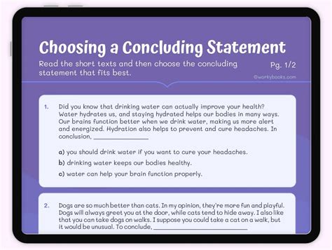 Choosing A Concluding Statement Worksheet W31dw32d Workybooks