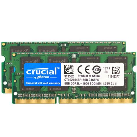 Crucial Ddr3l 4gb 8gb 1600 Pc3 12800 135v So Dimm Ram Memory Laptop
