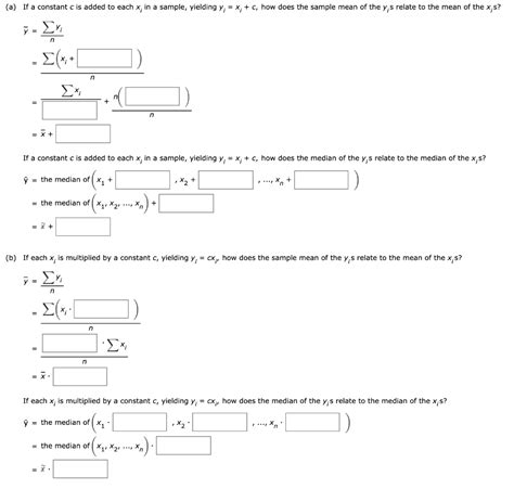 Solved A If A Constant C Is Added To Each X In A Sample