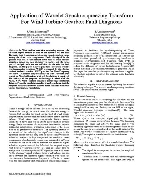 Application Of Wavelet Synchrosqueezing Transform Pdf Wavelet