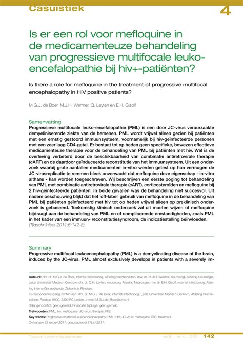 Pdf Is There A Role For Mefloquine In The Treatment Of Progressive Multifocal Encephalopathy