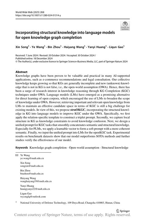 Incorporating Structural Knowledge Into Language Models For Open