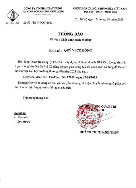 ChỐt Danh SÁch CỔ ĐÔng