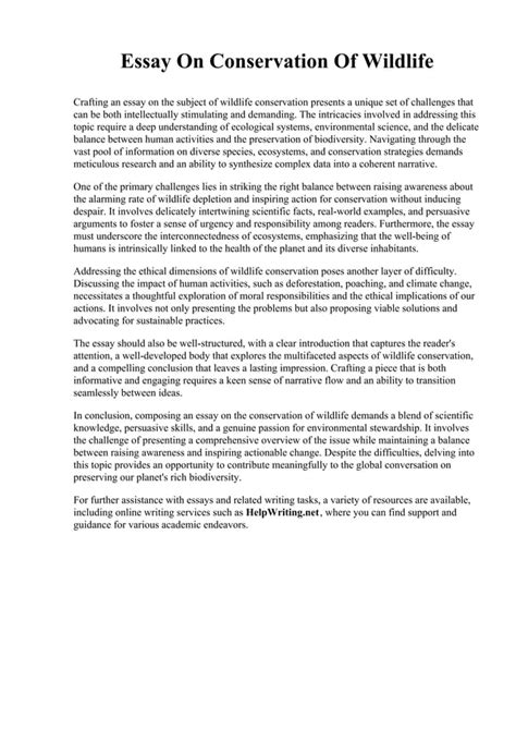 Essay On Conservation Of Wildlife Pdf