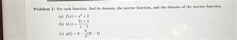 solved problem 1 for each function find its domain the