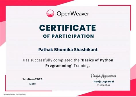 Bhumika Pathak On Linkedin Certificate Of Basic Python Programming