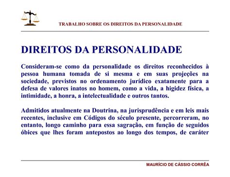 Direitos Da Personalidade Caracteristicas BRAINCP