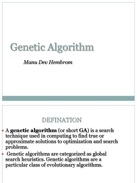 Genetic Algorithm Manu Dev Hembrom Pdf Genetic Algorithm Fitness