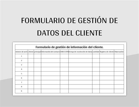 Plantilla De Excel Tabla De Gestión De Datos De Clientes Y Hoja De