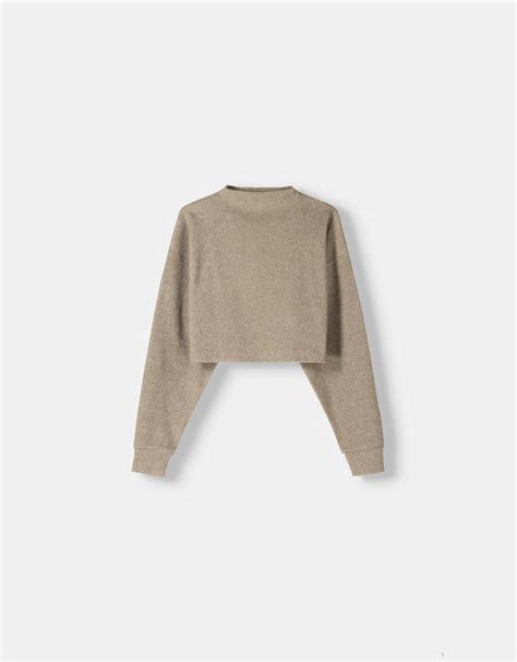 Ribbed Mock Neck Sweater Bsk Teen Bershka