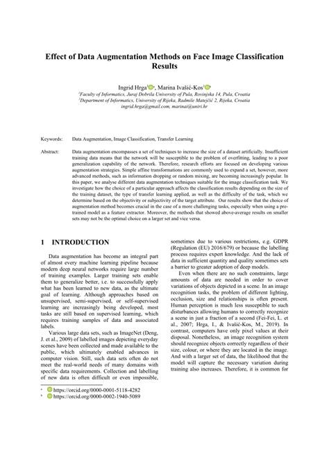 PDF Effect Of Data Augmentation Methods On Face Image Classification Results