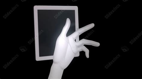 免費在縱向視圖中按下卡通手持平板電腦的中央按鈕ppt背景下載 Slidesdocs
