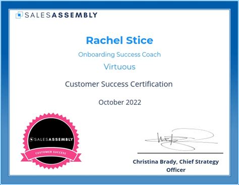 Rachel Stice S Certificate