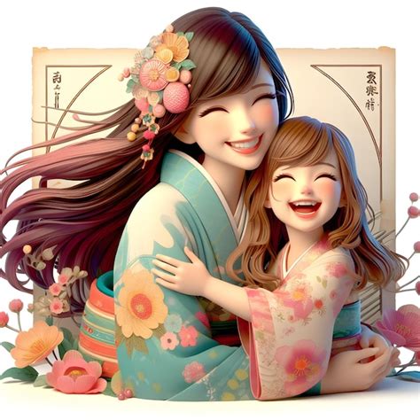 Premium Photo 3d Cartoon Mother And Son Hugging Each Others In