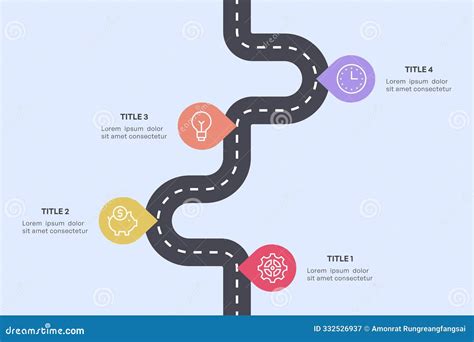 Simple 4 Node Roadmap Infographic With Curved Path And Colorful Icons