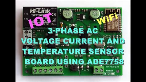 Iot 3 Phase Ac Voltage Current And Temperature Sensor Board Using Ade7758 Energy Meter Youtube