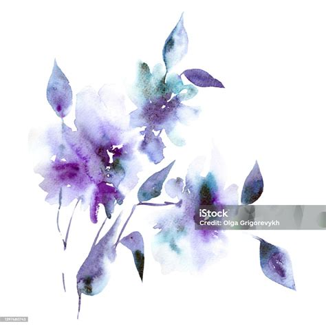 흰색 배경에 파란색 꽃다발 수채화 꽃 그림 생일 축하 웨딩 카드를위한 꽃 장식 요소 부드러움에 대한 스톡 벡터 아트 및 기타