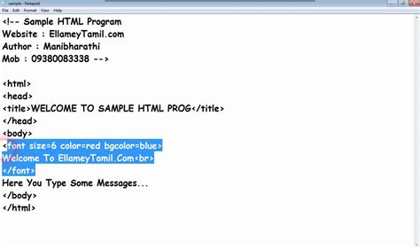 Html Sample Program In Tamilwmv Youtube