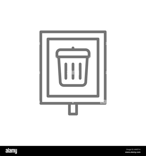 Trash Can Garbage Sign Waste Pointer Line Icon Stock Vector Image