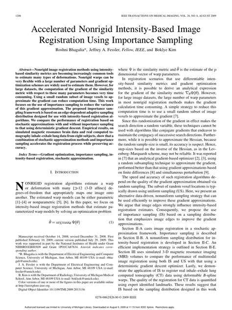 PDF Accelerated Nonrigid Intensity Based Image Registration Using