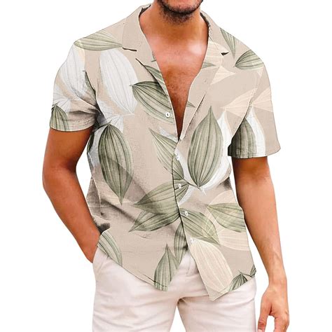 Poteti Plus Size Clearance Mens Shirts Hawaiian Beach Tropical Short